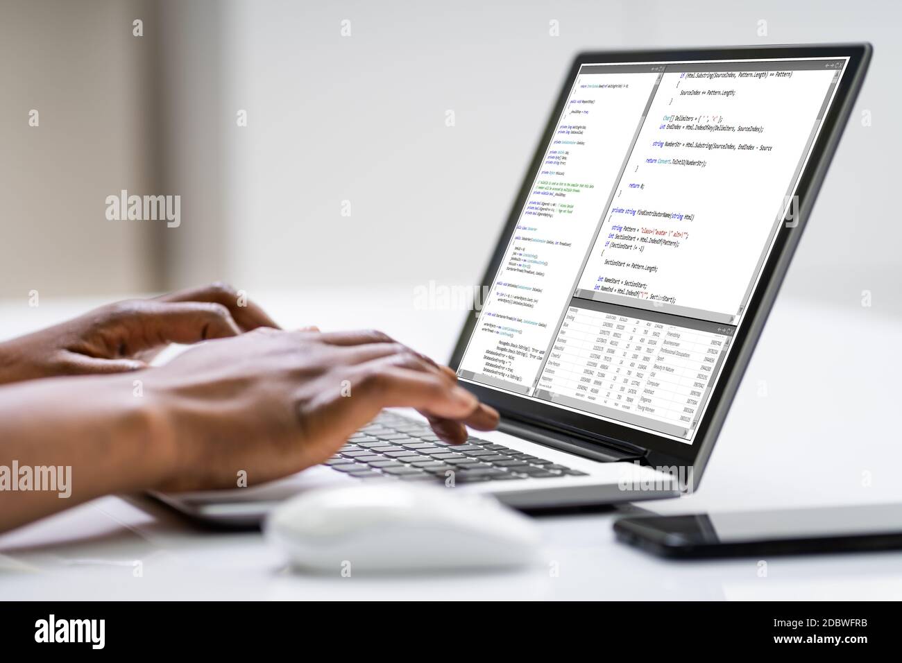 Software Developer Writing Computer Code At Work Stock Photo - Alamy
