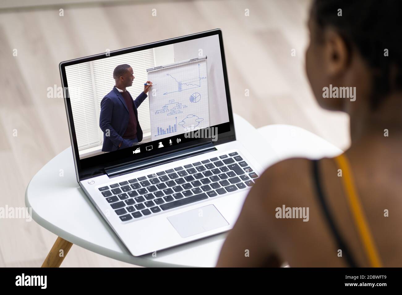 Online Virtual Video Conference Training On Laptop Computer Stock Photo ...