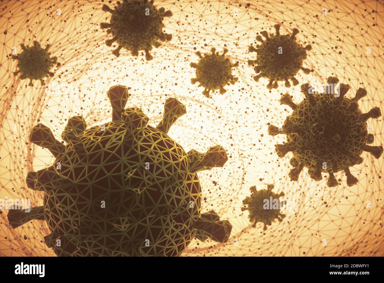 Covid-19, Coronavirus. Several covid-19 viruses infecting the human ...