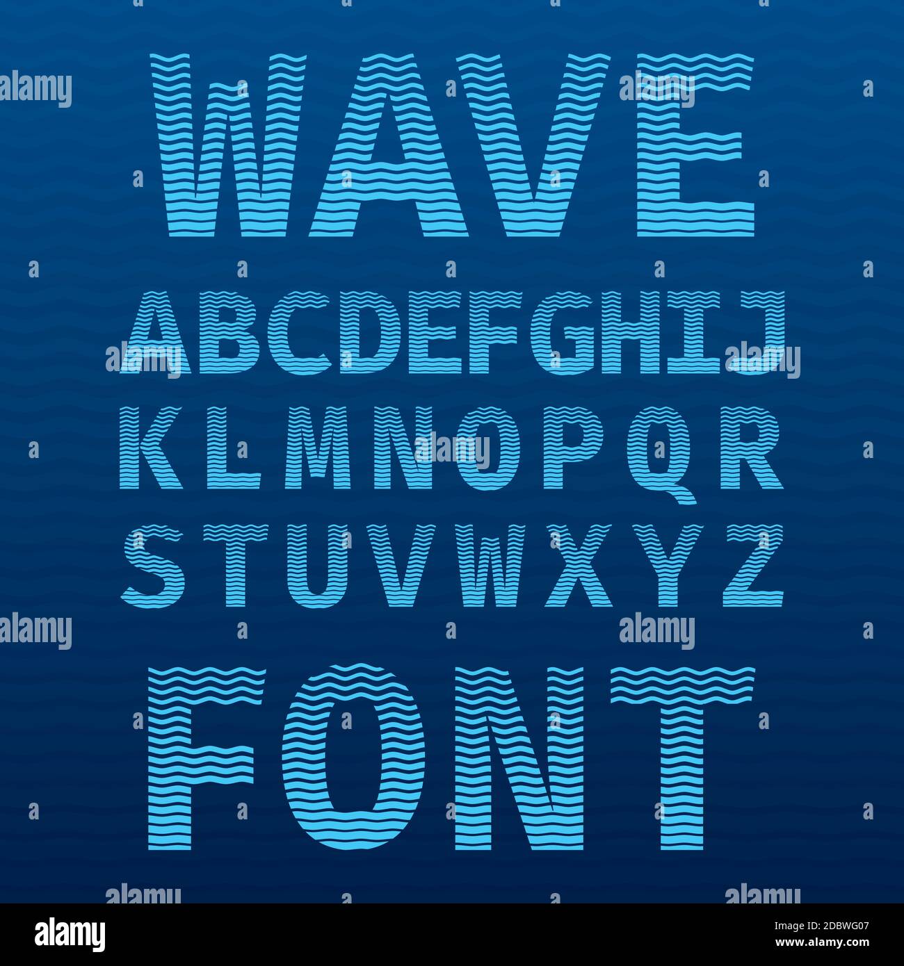 Original Wave Font Poster with alphabet on the blue as a sea background ...