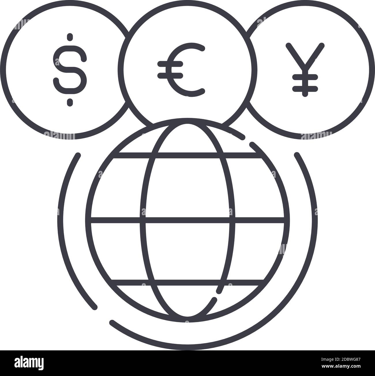 World markets icon, linear isolated illustration, thin line vector, web ...