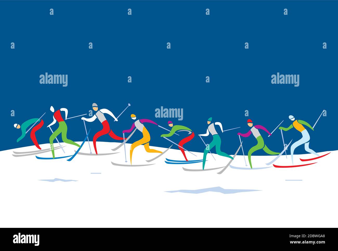 Cross Country Ski Race. A stylized drawing of cross-country ski ...