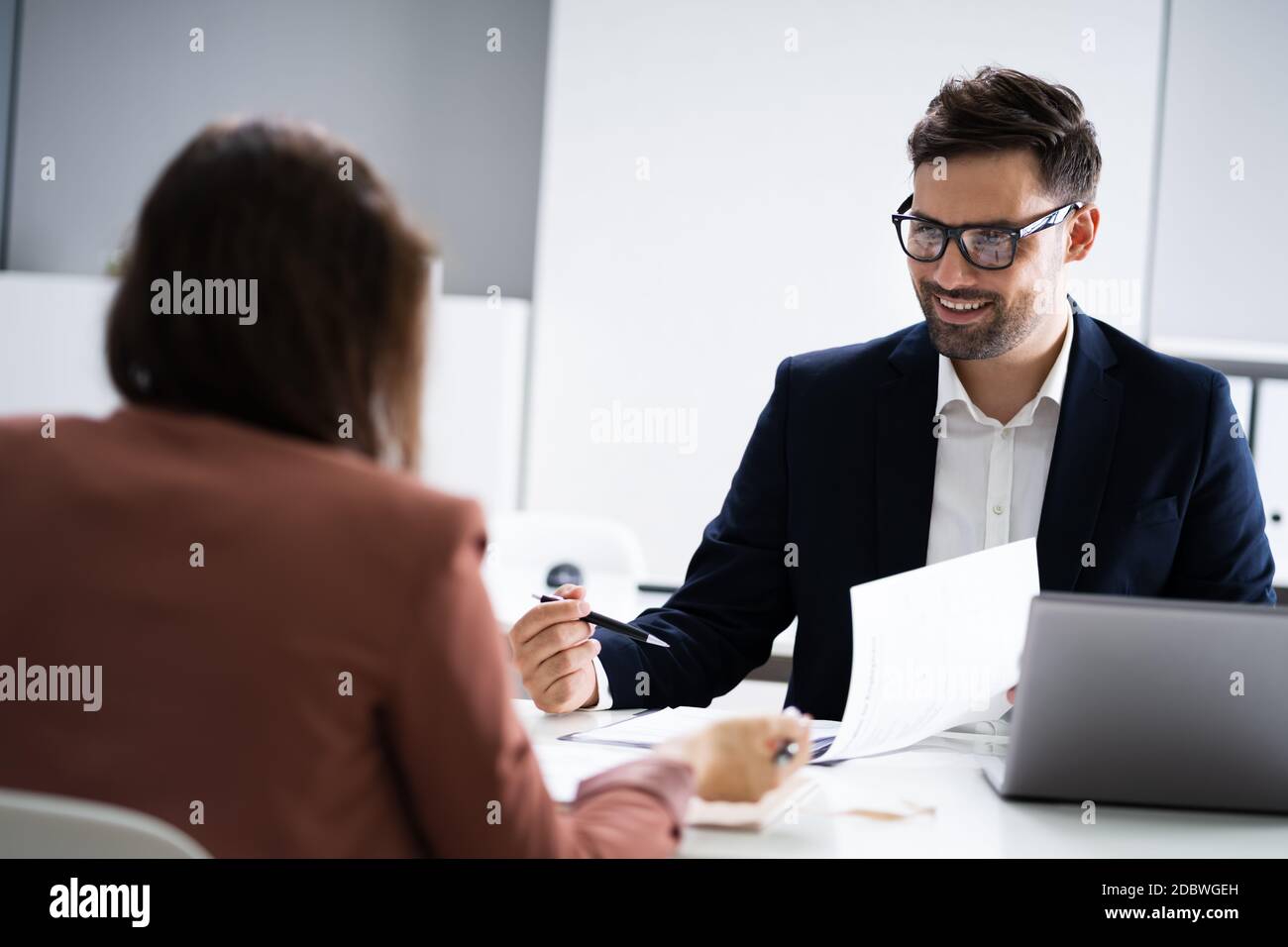 Job Interview. Business Manager Talking To Recruiter In Meeting Stock ...