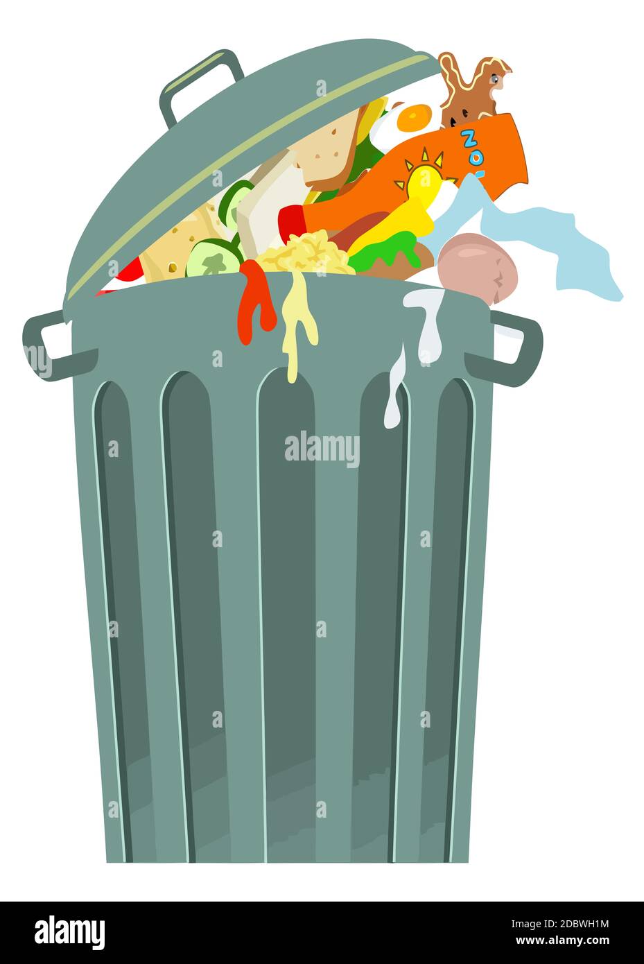 rubbish garbage junk trash messy full illustration Stock Photo - Alamy