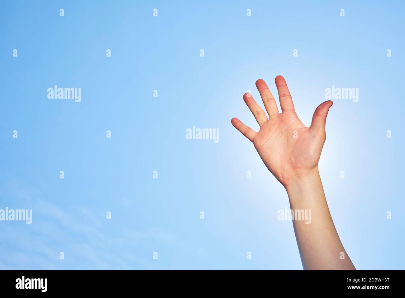 Raised Hand To The Sky Stock Photo - Alamy