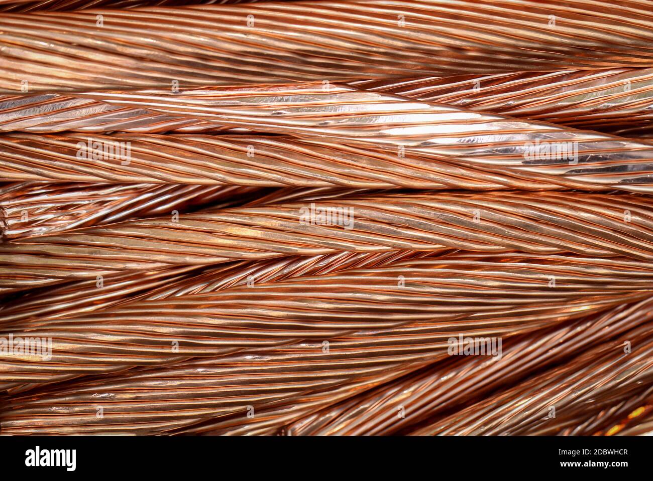Close-up of peeled copper cables to be melted down again Stock Photo ...