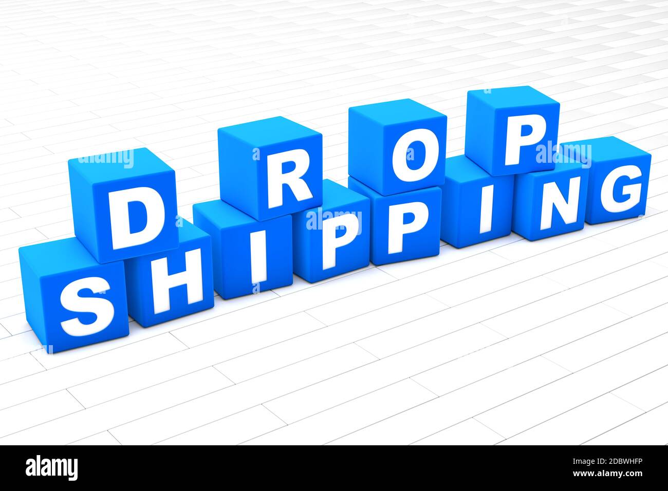 3D rendered illustration of the words Drop Shipping made of cubes Stock ...