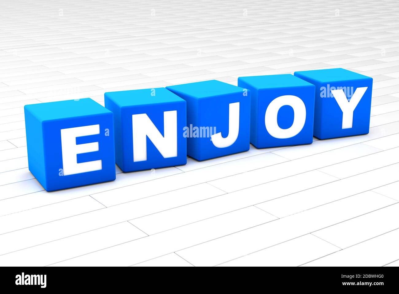 3D rendered illustration of the word Enjoy made of cubes Stock Photo ...