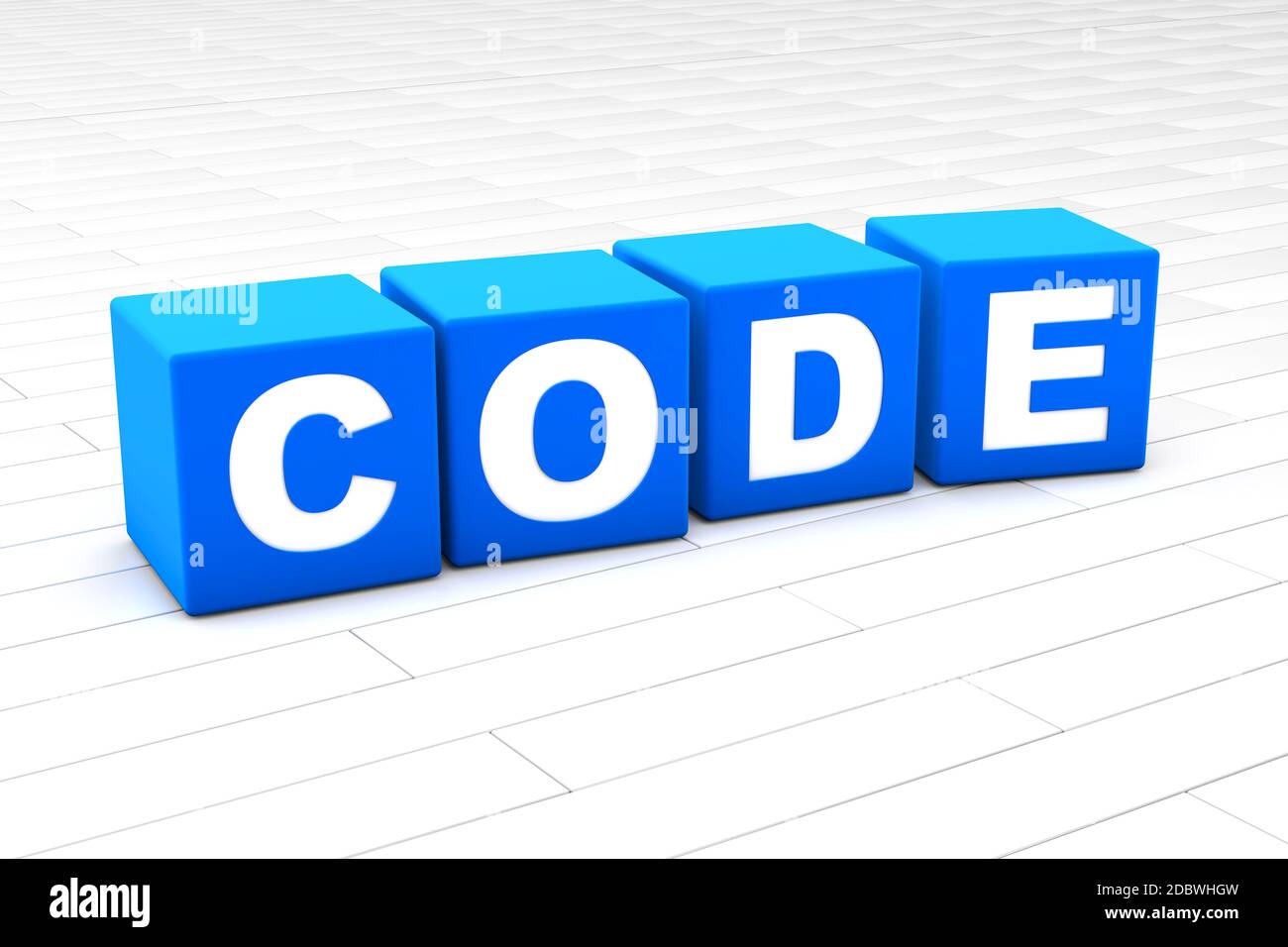 3D rendered illustration of the word Code made of cubes Stock Photo - Alamy