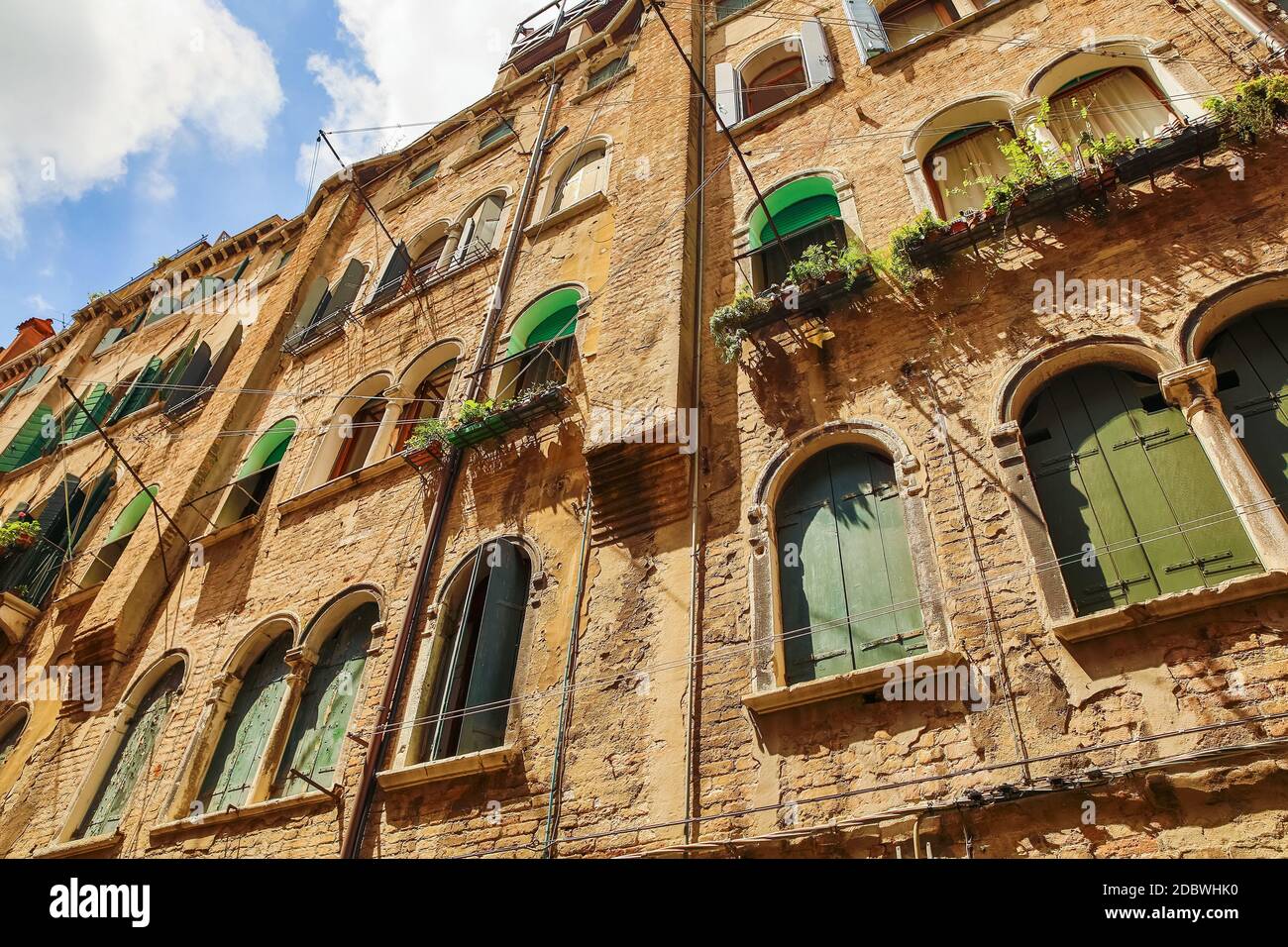 Historic architecture with old medieval buildings in Venice, Italy ...