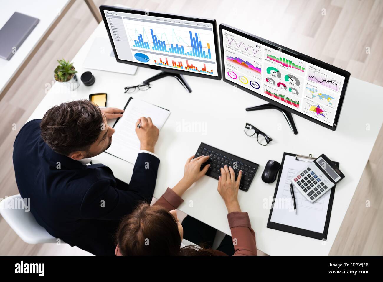 Financial Advisor And Business Analyst Working On Computer Stock Photo ...