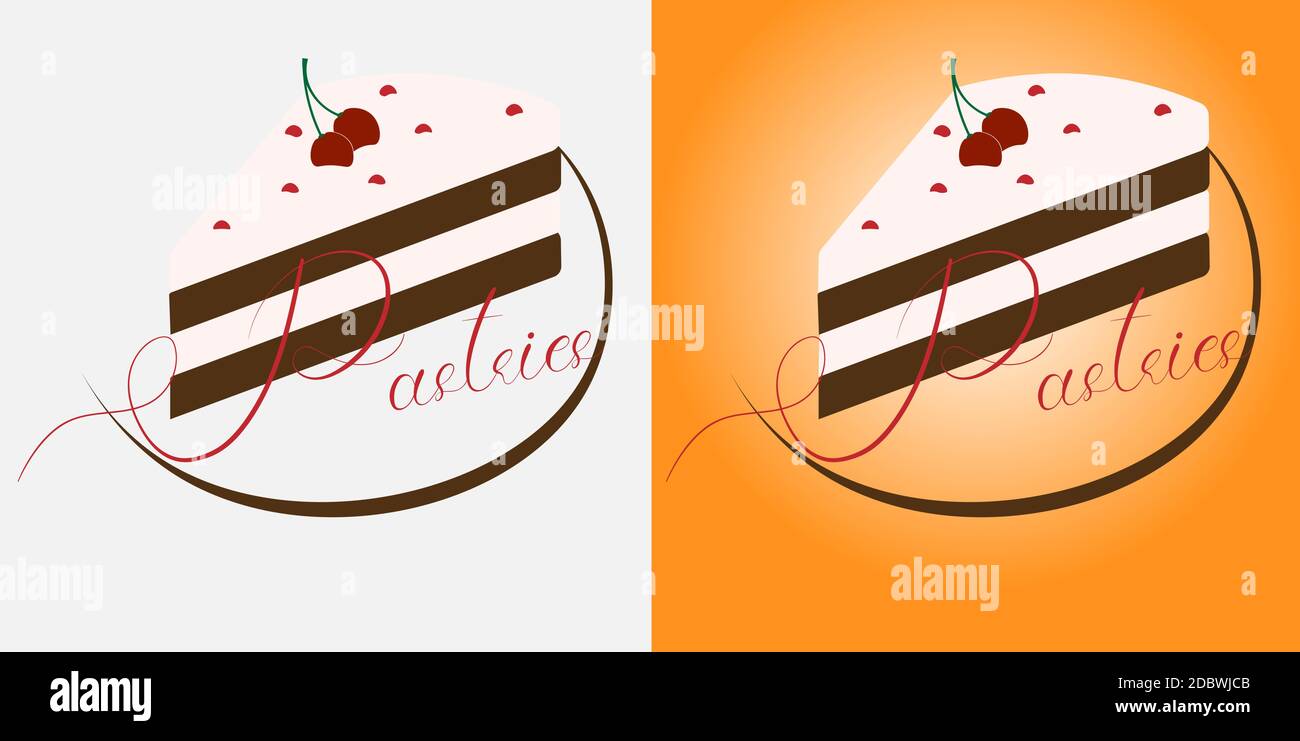 creative abstract minimal pastries logo with lettering and cherries ...
