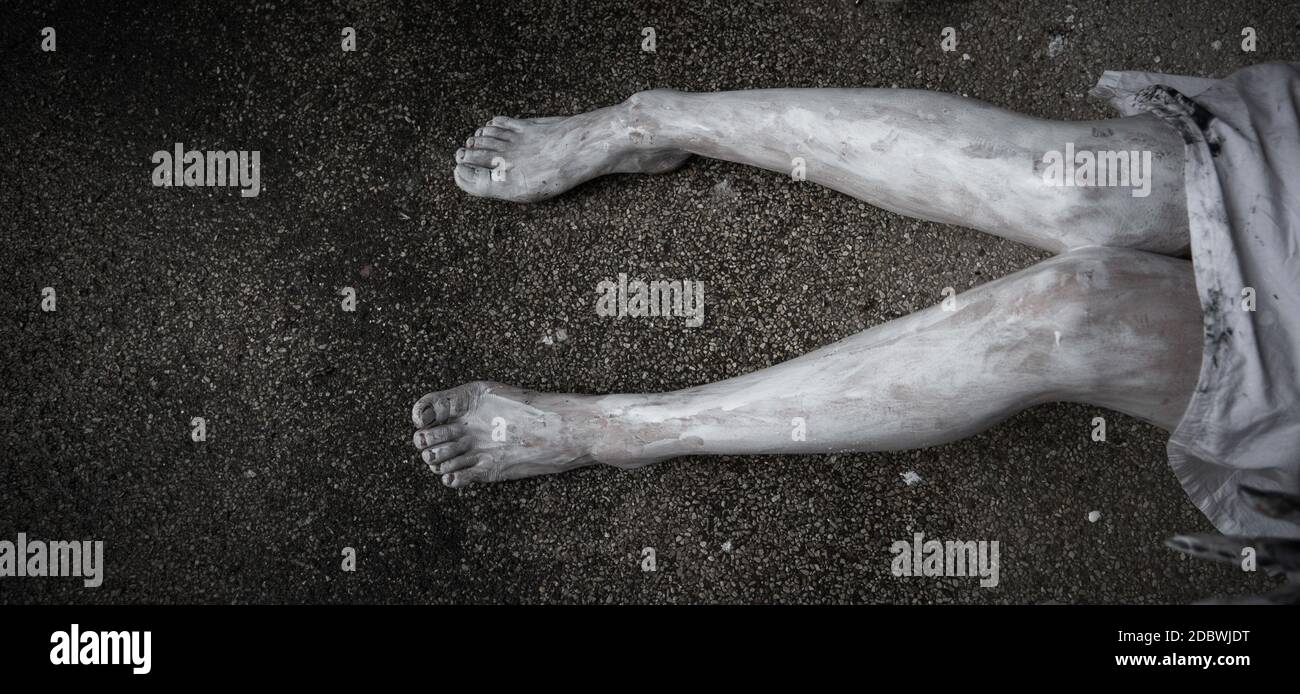 Legs of horror woman ghost creepy with copy space for background ...