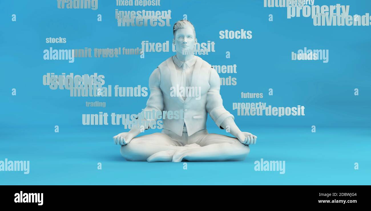 Personal Investment Options Concept with Man Meditating Stock Photo - Alamy