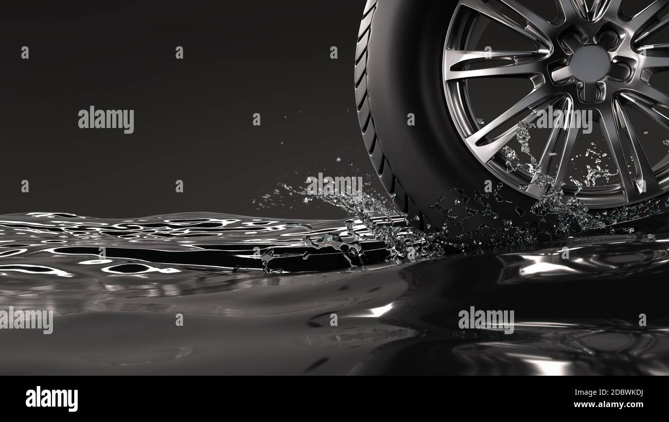 3d rendering Custom Black Wheels Rims & Tires for Cars Stock Photo - Alamy