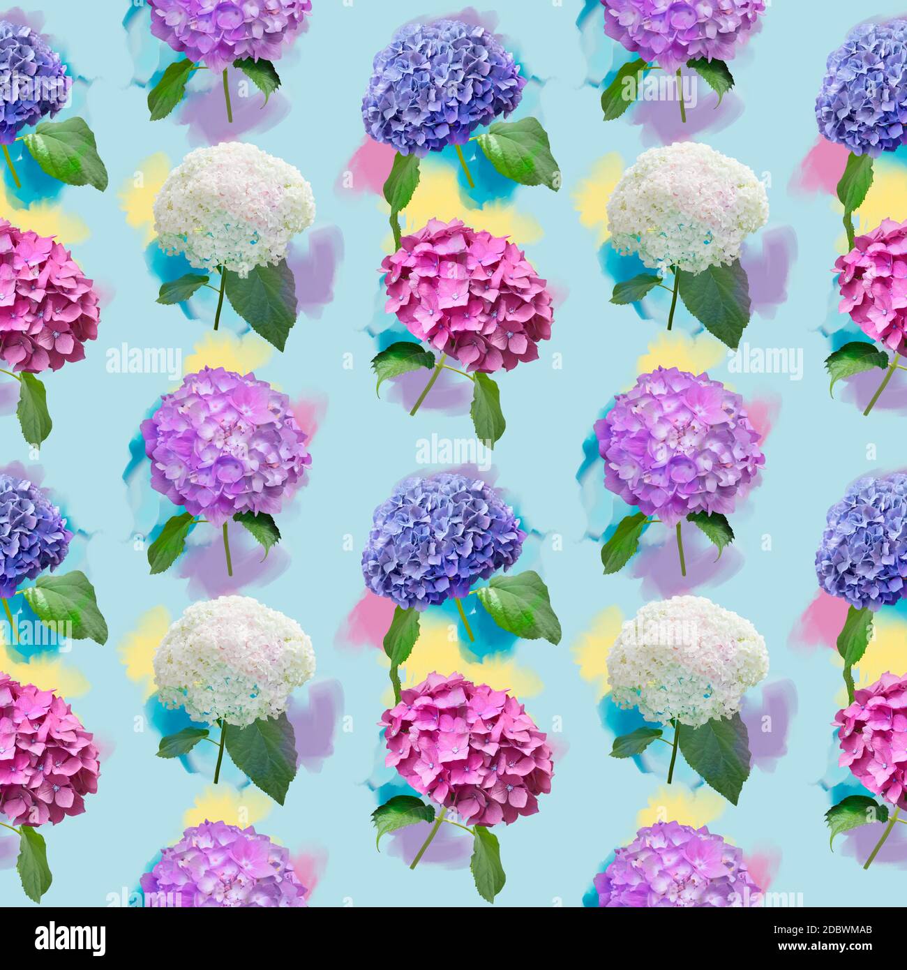 Seamless floral design with hydrangea flowers for background, Endless ...