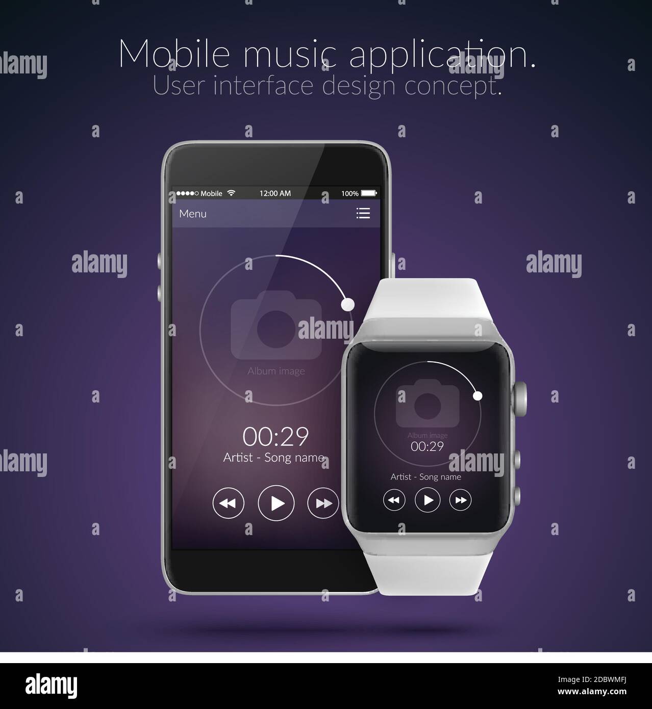 Mobile and watch music application user interface design concept in ...
