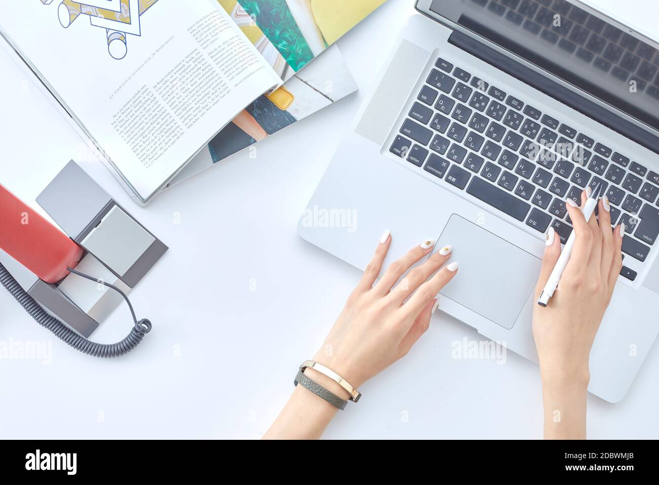 Desk Work With A Keyboard Stock Photo - Alamy