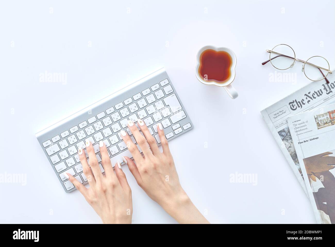 Desk Work With A Keyboard Stock Photo - Alamy