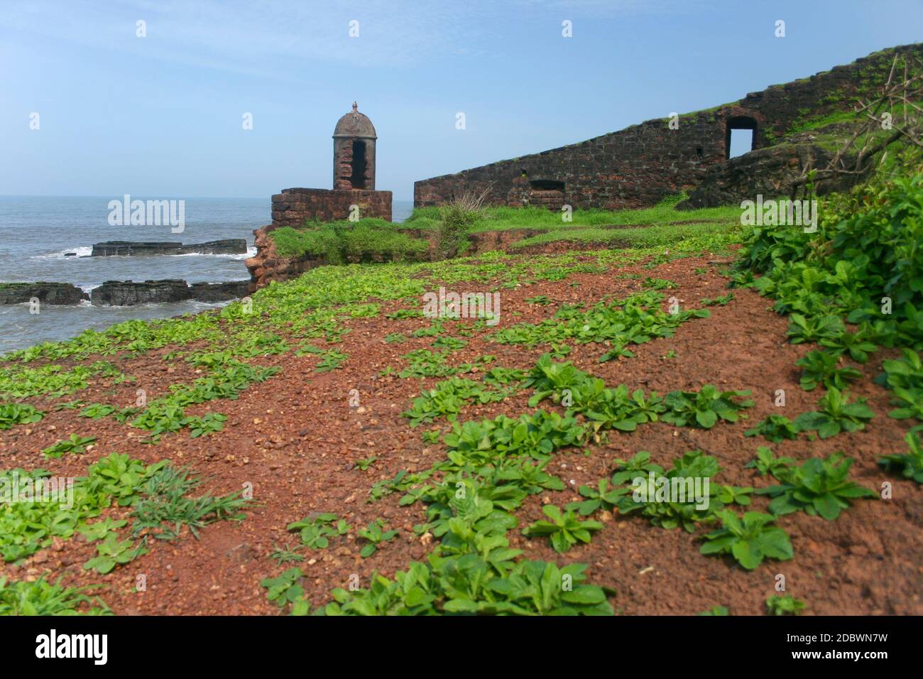 Aguada portuguese Fort in Goa India, overlooking the Arabian Sea Stock ...