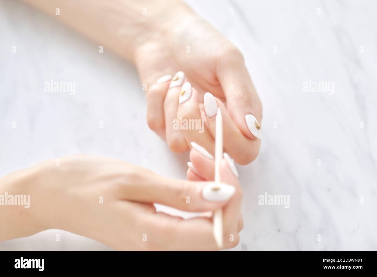 Woman Hands With Nails Art Stock Photo - Alamy