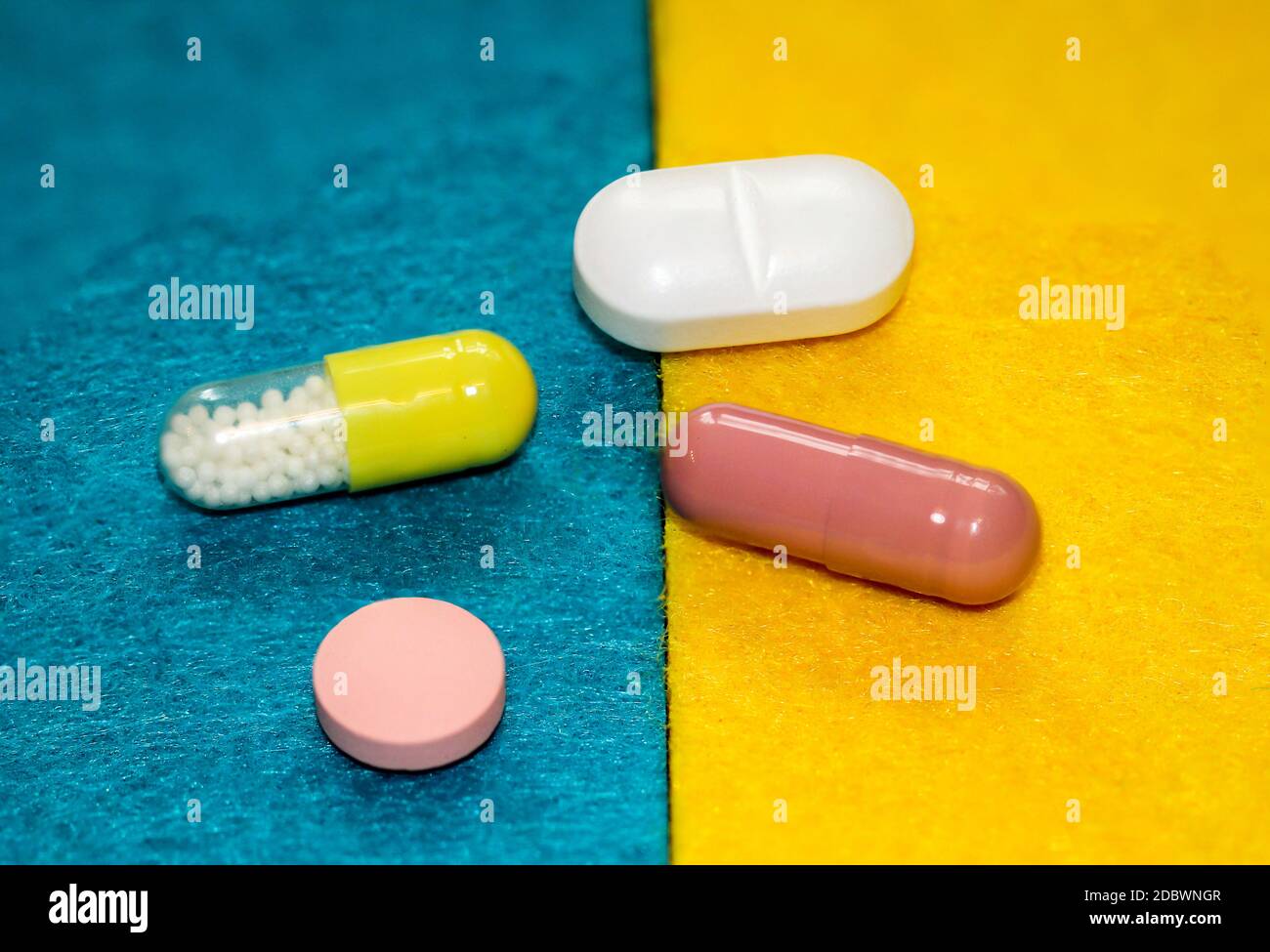 Close up of medicine, tablets and capsules Stock Photo - Alamy