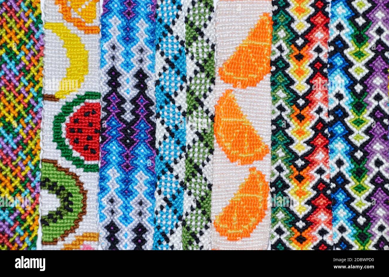 Multi-colored woven friendship bracelets handmade of embroidery bright ...