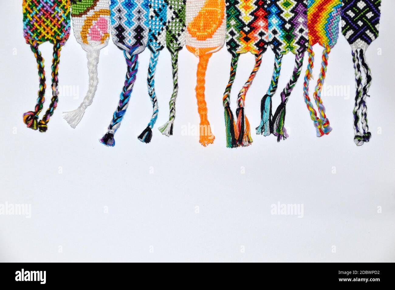 Multi-colored woven friendship bracelets handmade of embroidery bright ...