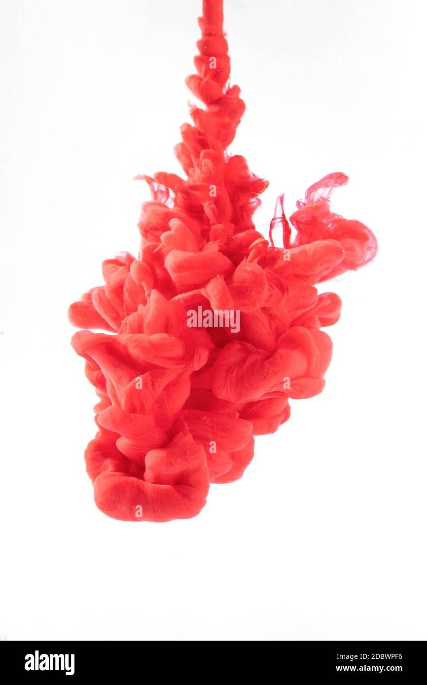 red ink droplet issolated on white background Stock Photo - Alamy