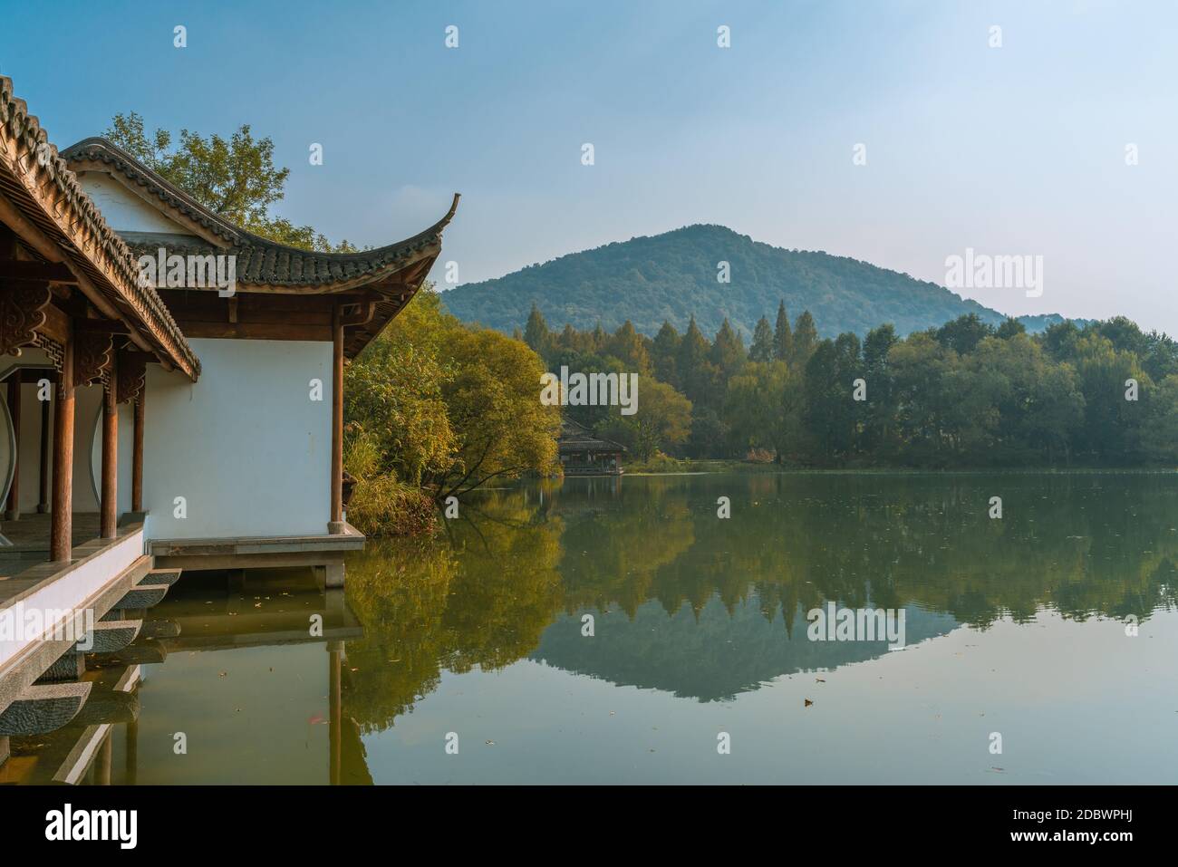 The Chinese pavilion at side of West Lake in Hangzhou, China Stock ...