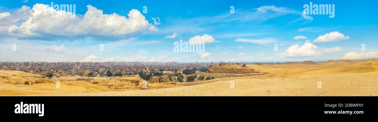 Panoramic view of Cairo and desert of Giza, Egypt Stock Photo - Alamy
