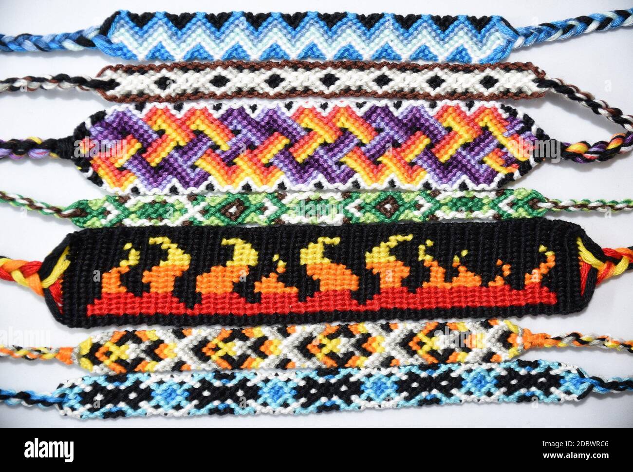 Woven DIY friendship bracelets handmade of embroidery bright thread ...