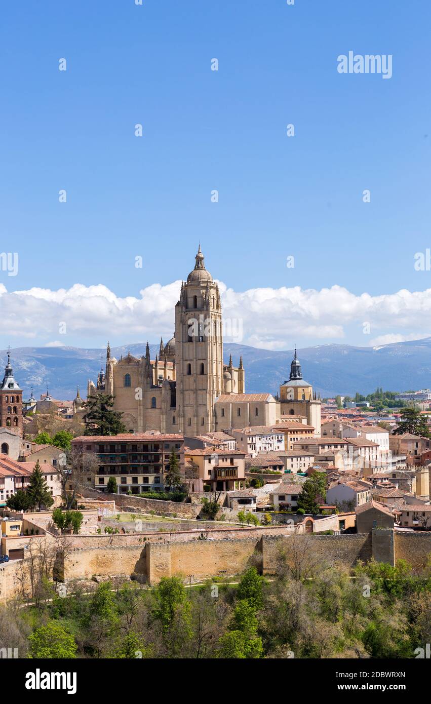 The old town of Segovia and the Cathedral, Segovia, Spain Stock Photo ...