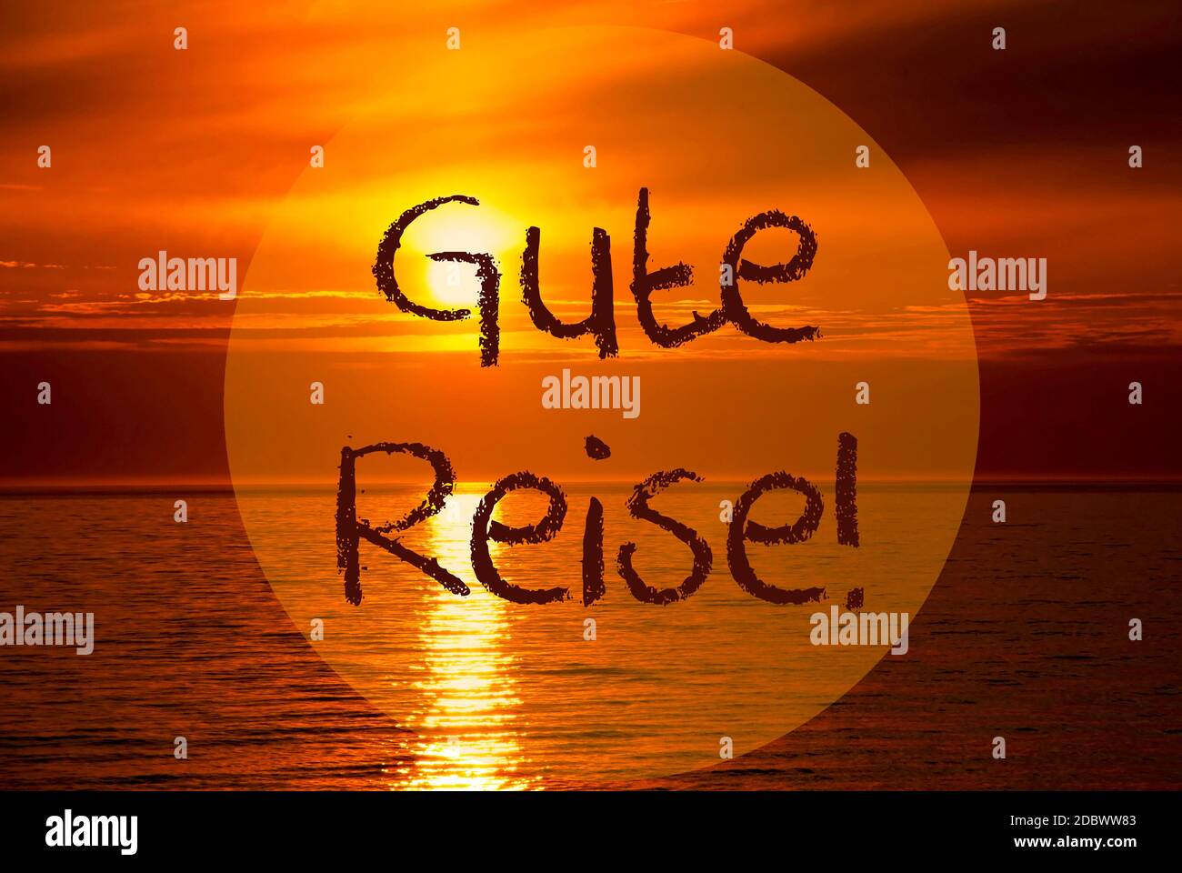 German Text Gute Reise Means Good Trip. Romantic Sunset Or Sunrise At ...