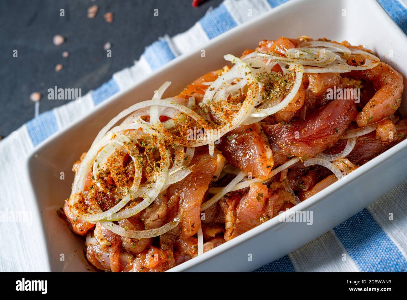 Freshly seasoned Greek gyros meat Stock Photo - Alamy