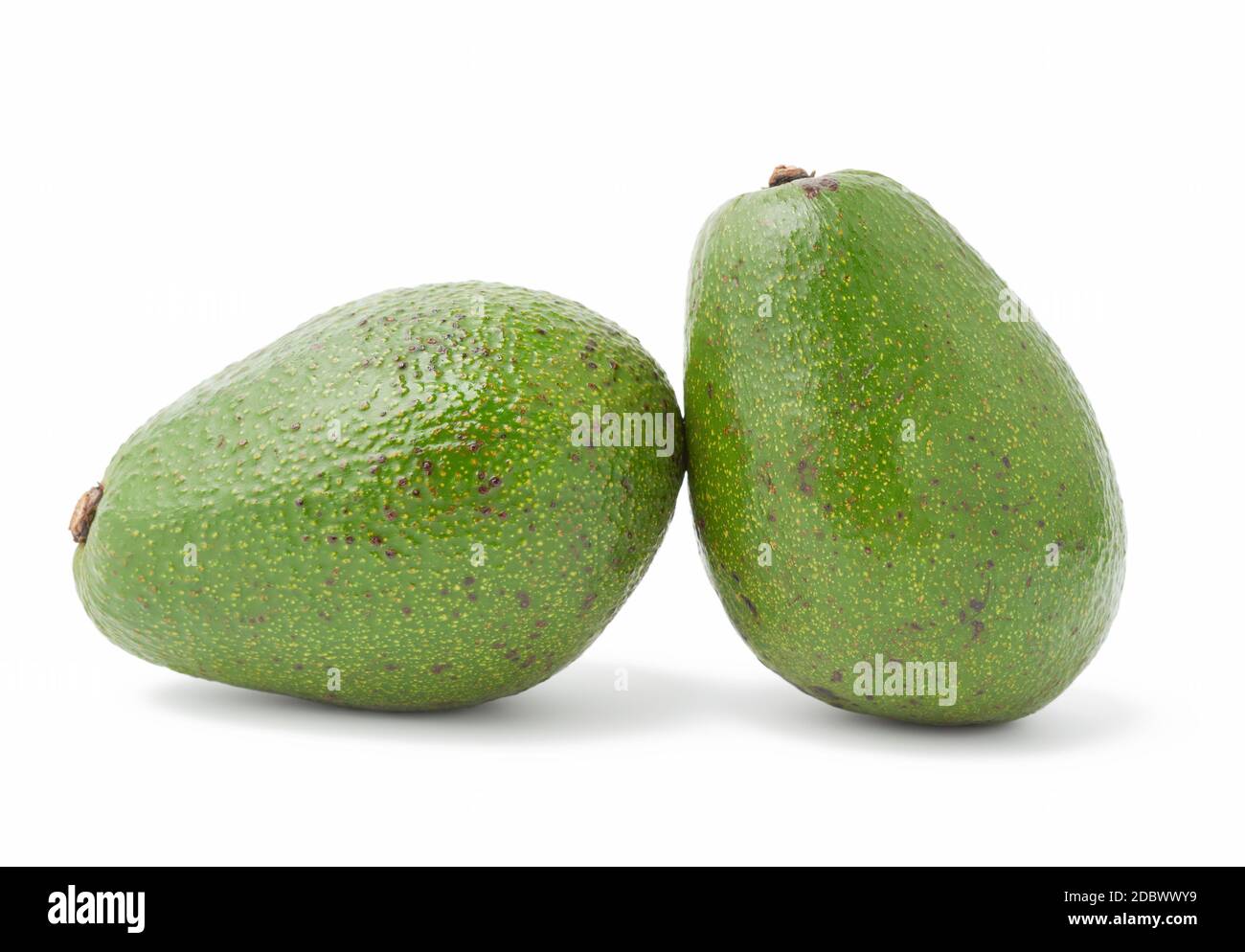 whole green avocado fruit isolated on white background, tasty and ...