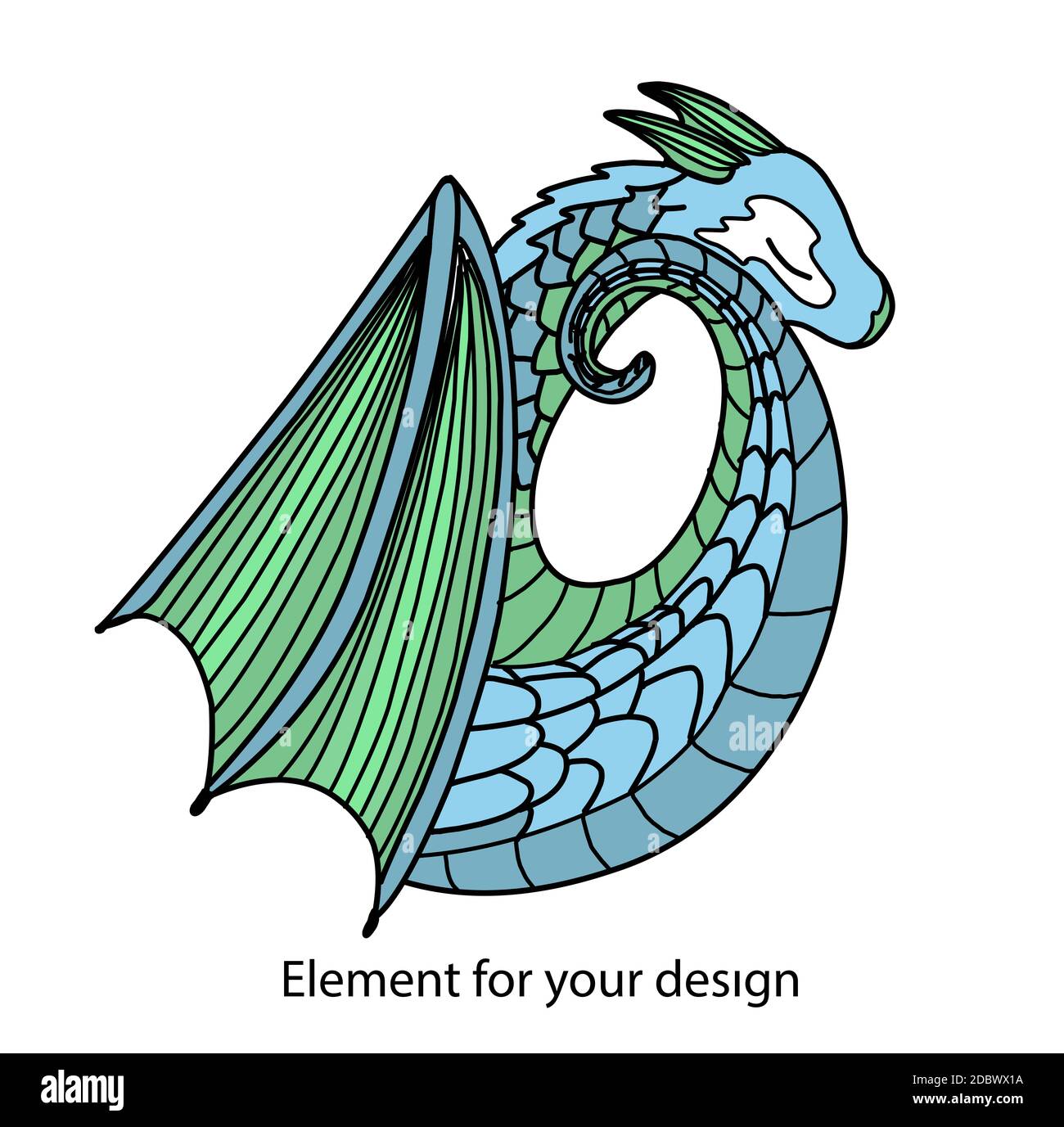 Blue dragon. Chinese dragon. Mystical animal. Vector illustration ...