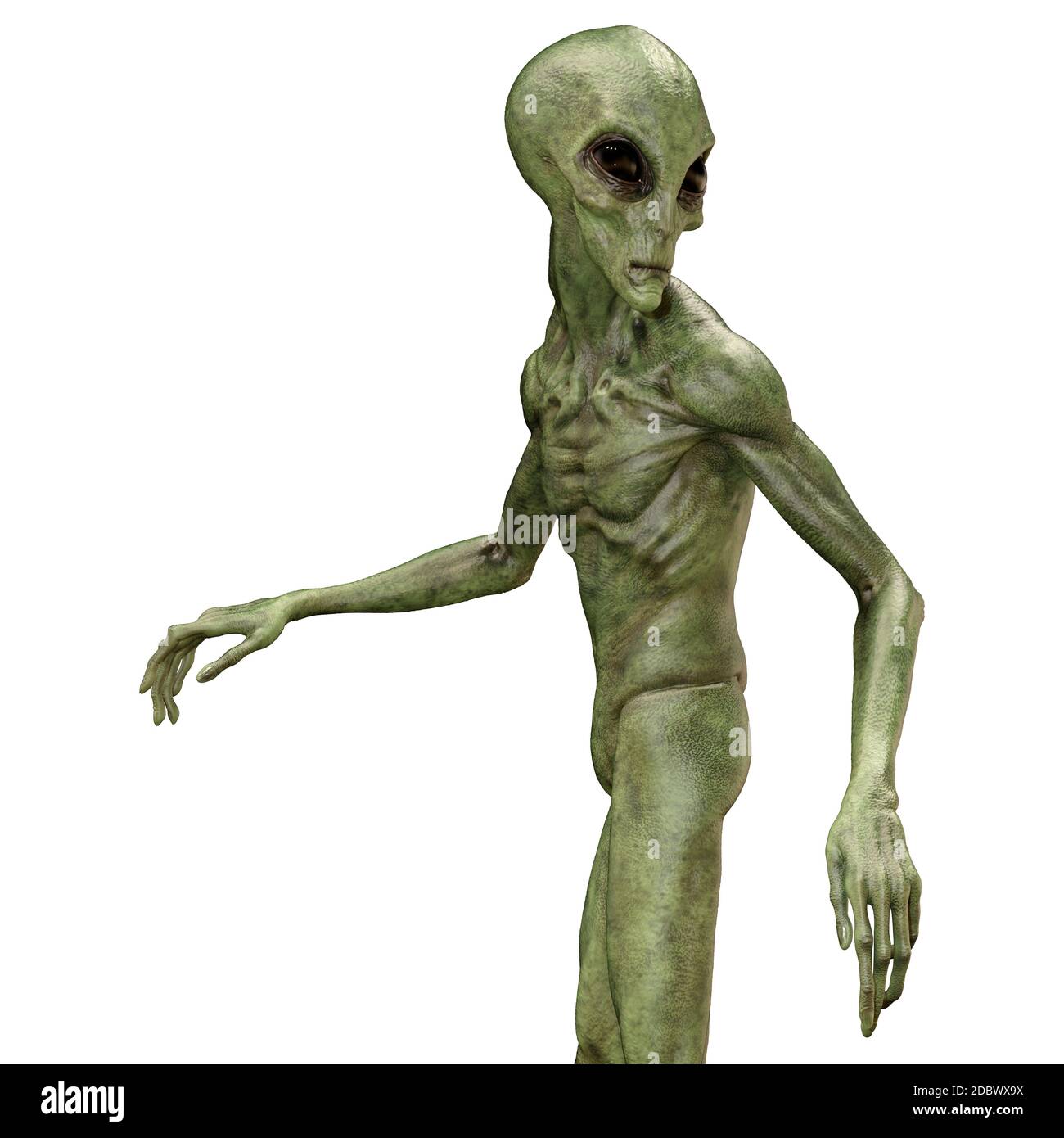 3D rendering of a green alien isolated on white background Stock Photo ...