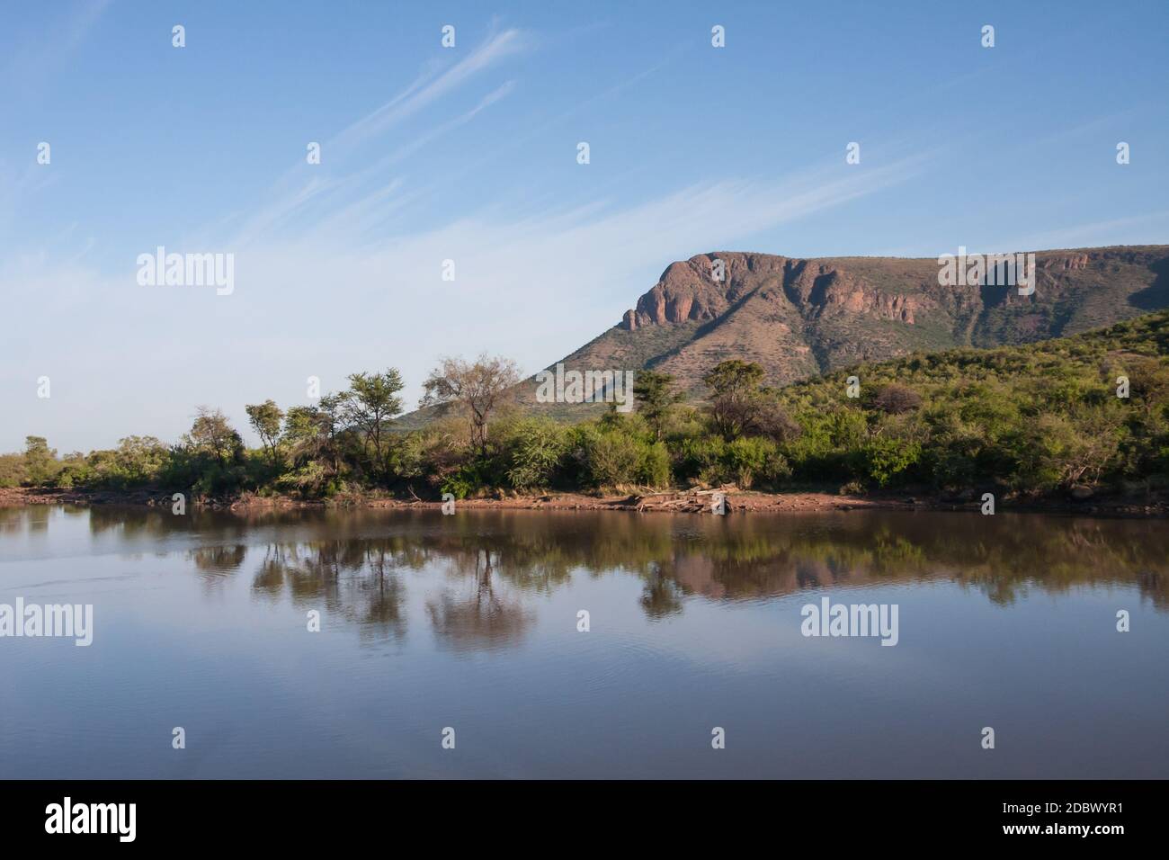 Tlopi Dam scenic view with reflections in the water in Marakele ...