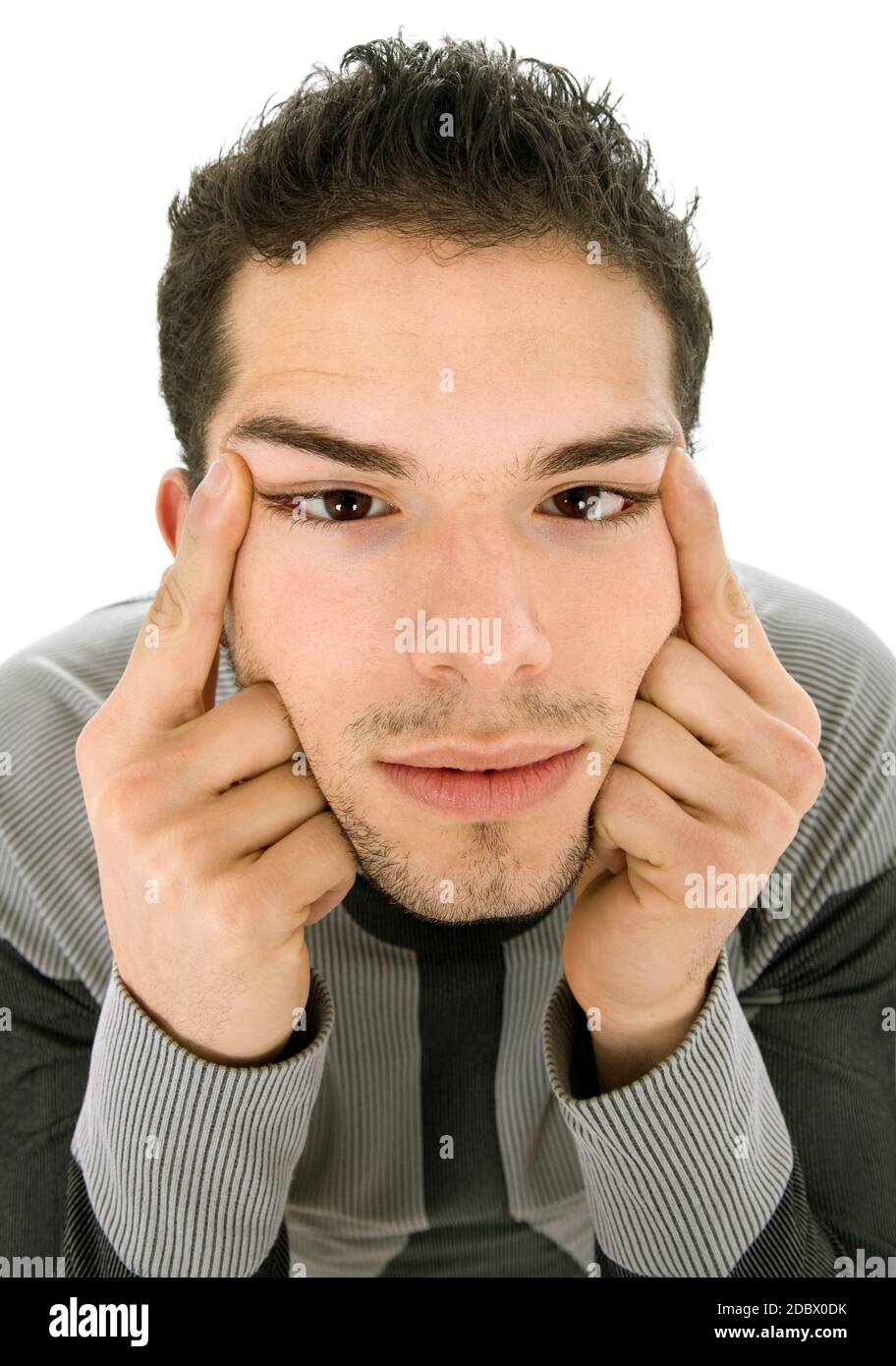 young casual silly man portrait in white background Stock Photo - Alamy