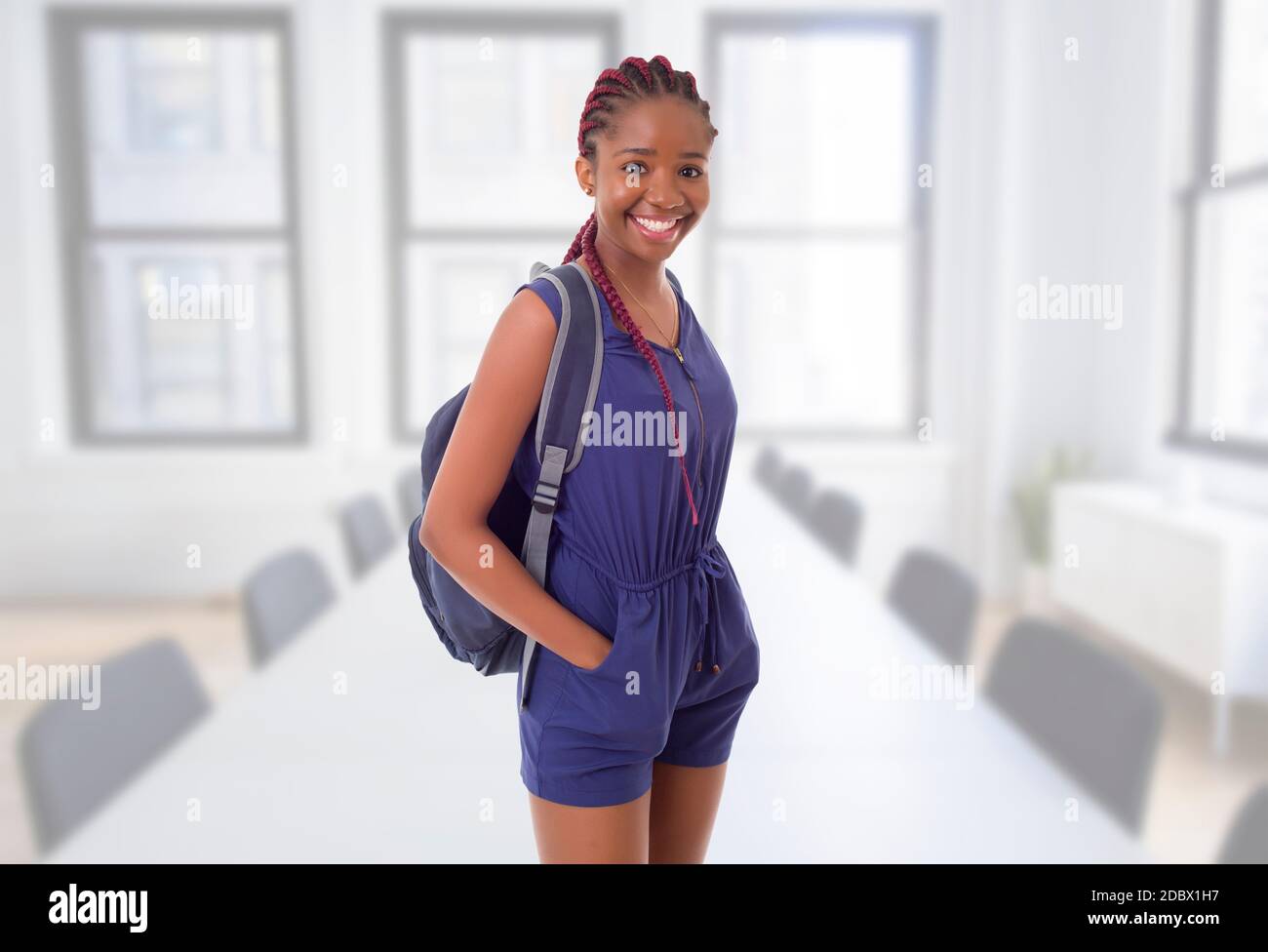 young happy african girl student at school Stock Photo - Alamy