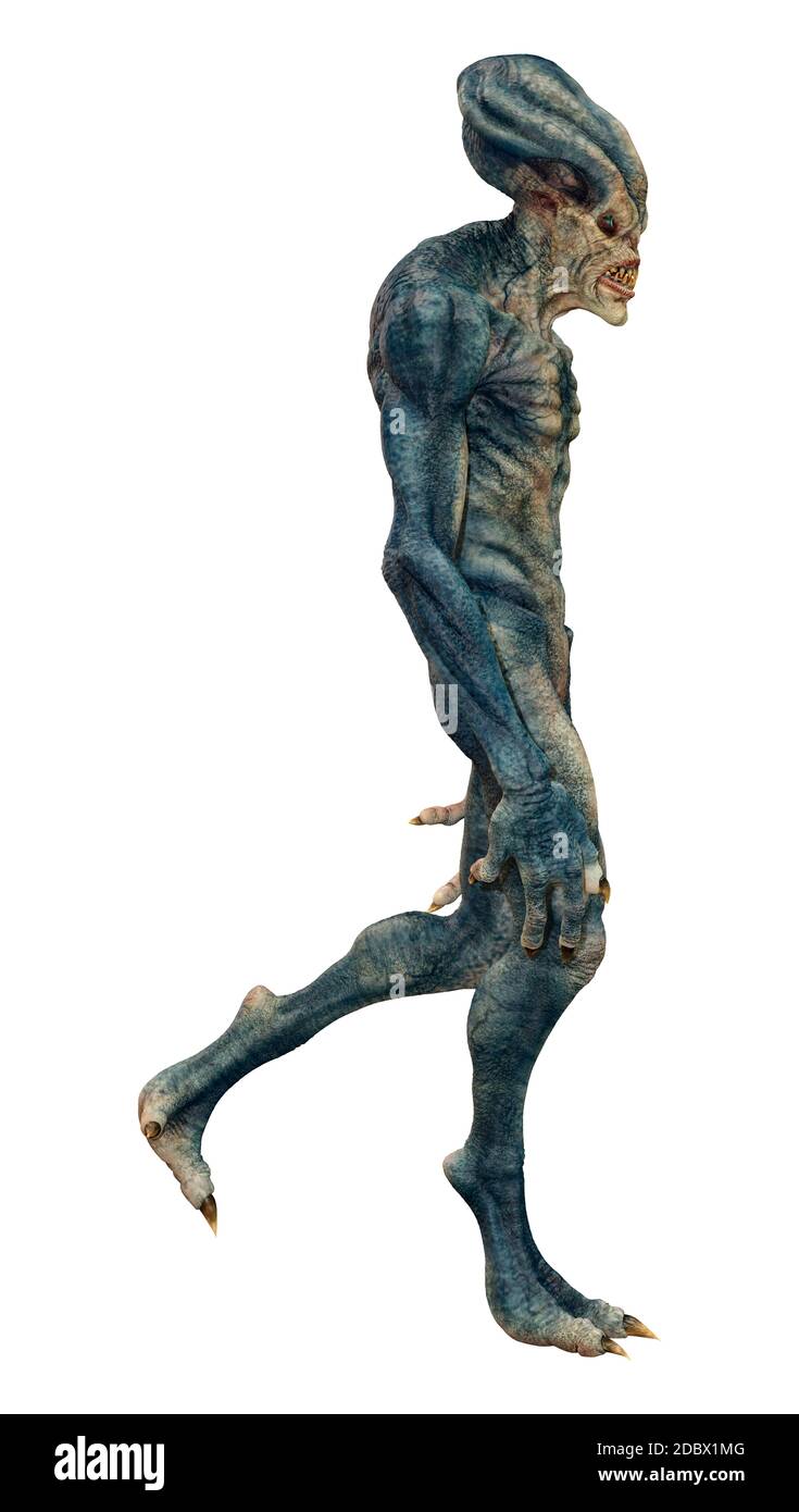 3D rendering of a blue alien isolated on white background Stock Photo ...