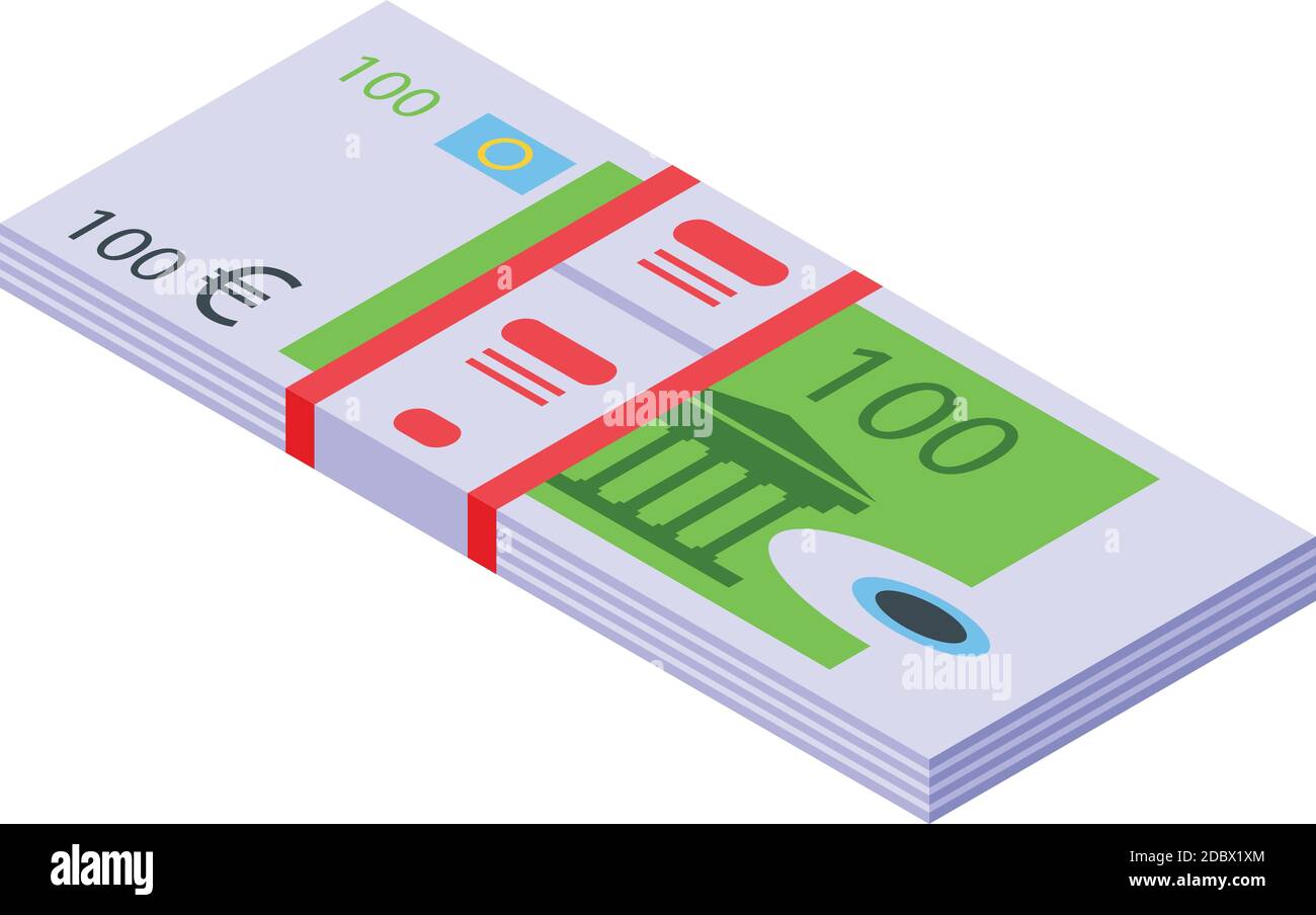 Bank euro pack icon. Isometric of bank euro pack vector icon for web ...