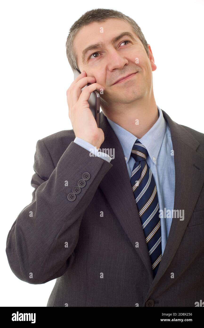 happy business man on the phone, isolated Stock Photo - Alamy