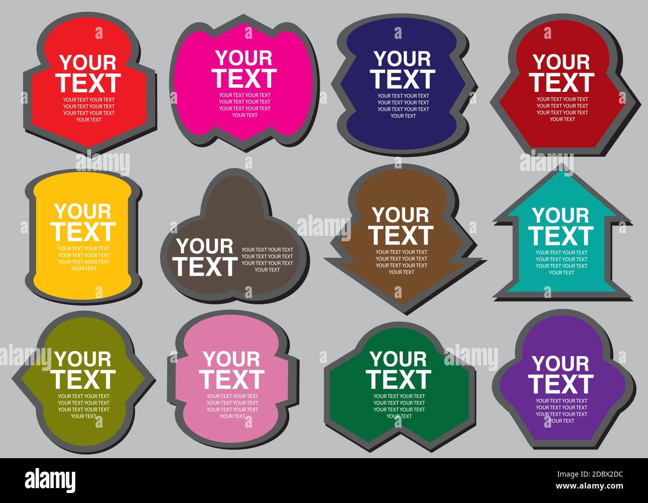 A set of colorful shapes cutout with area for own text. Vector ...