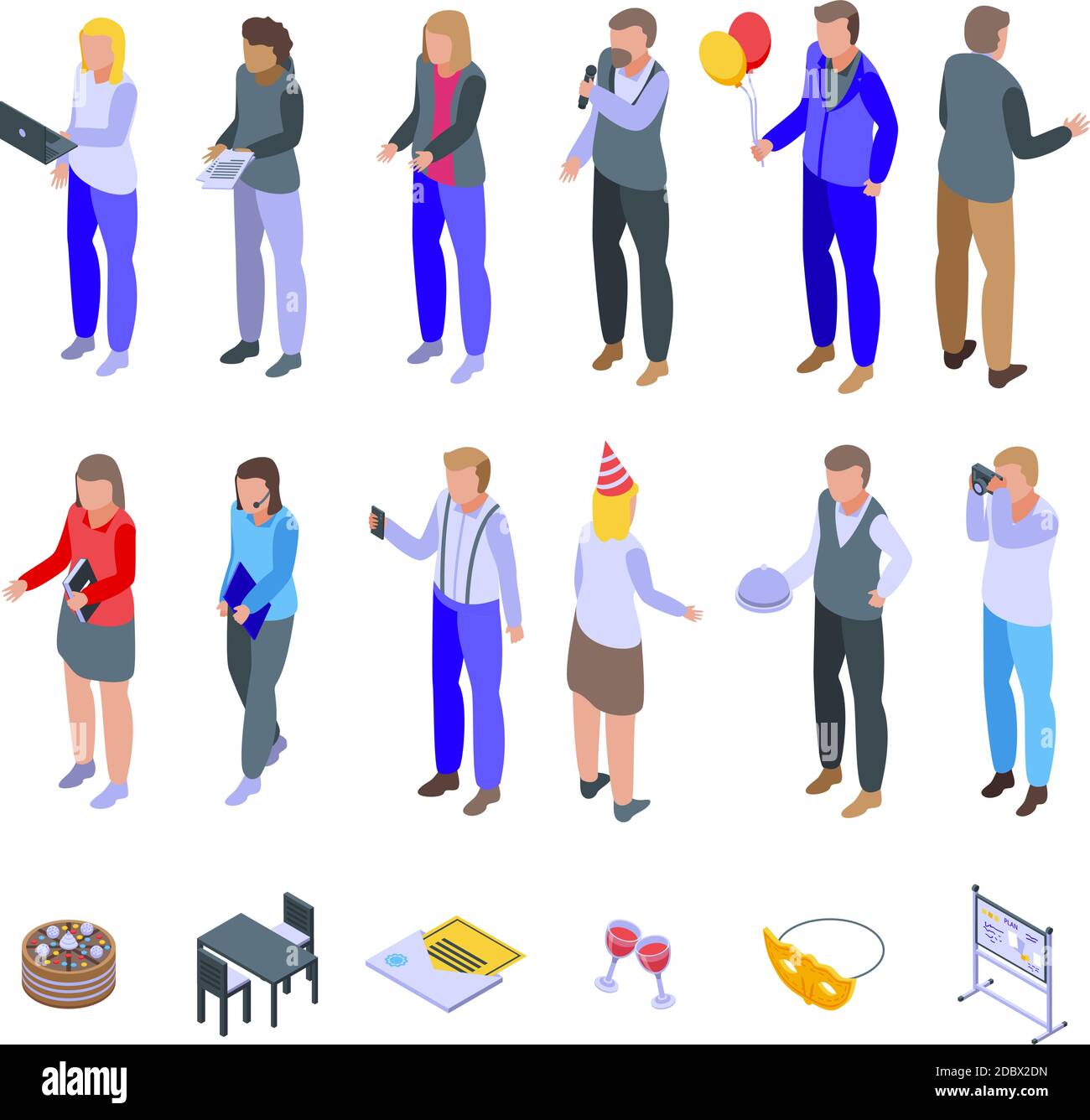 Event management icons set. Isometric set of event management vector ...