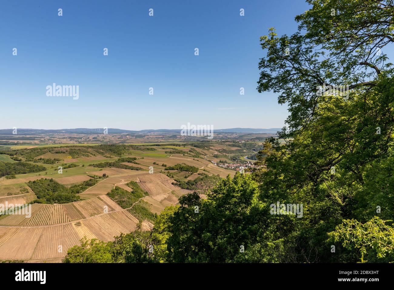 High angle view from the Lemberg of Oberhausen at river Nahe, Rhineland ...