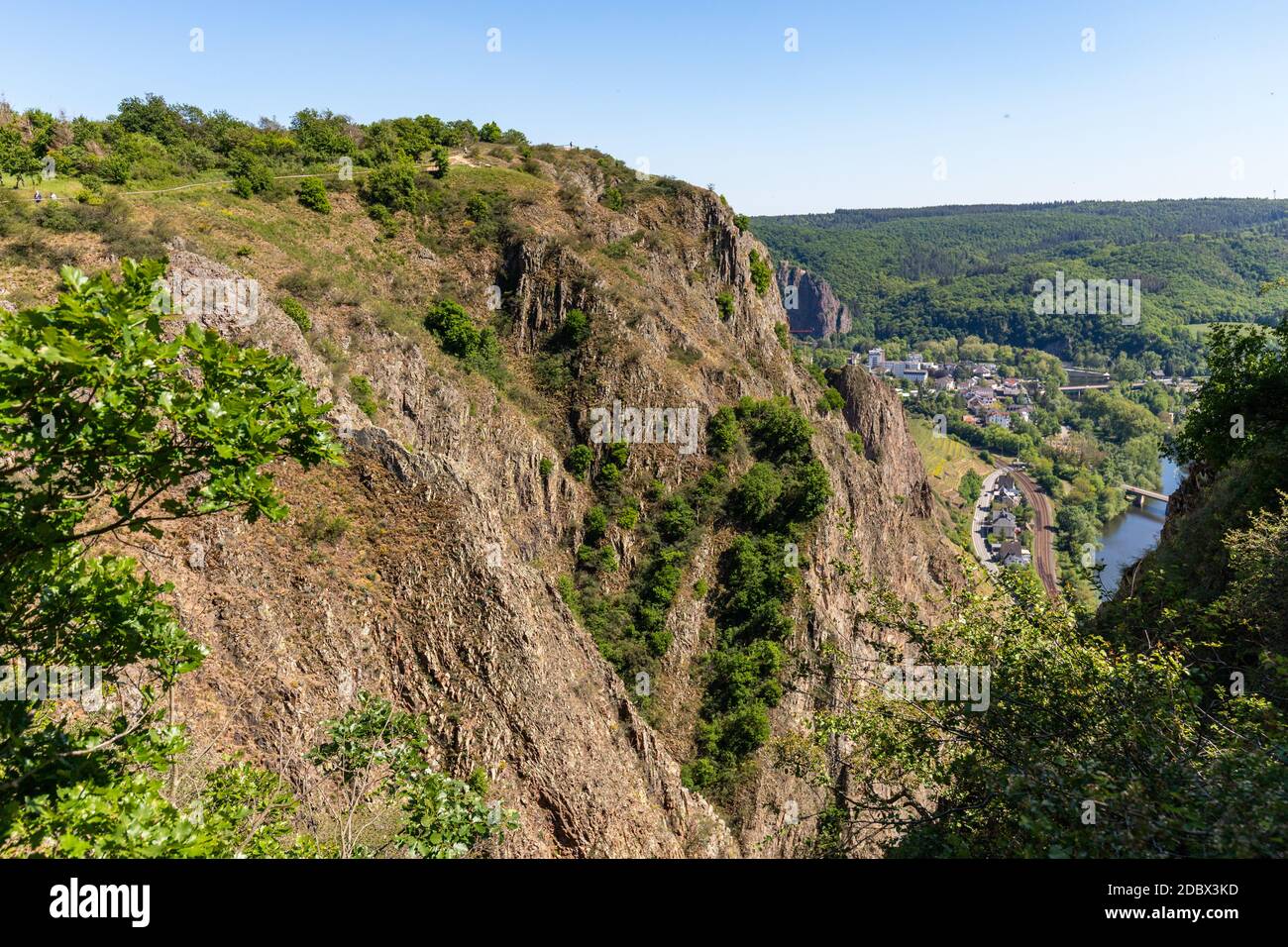 High angle view from the Rotenfels of Bad Muenster am Stein Ebernburg ...