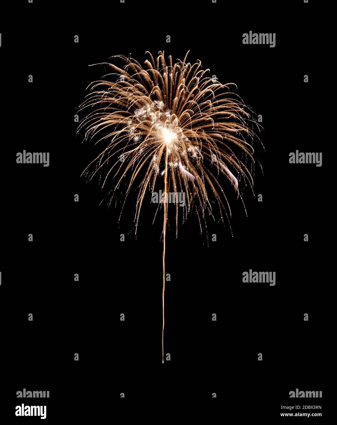 Gold firework exploding in night sky Stock Photo - Alamy