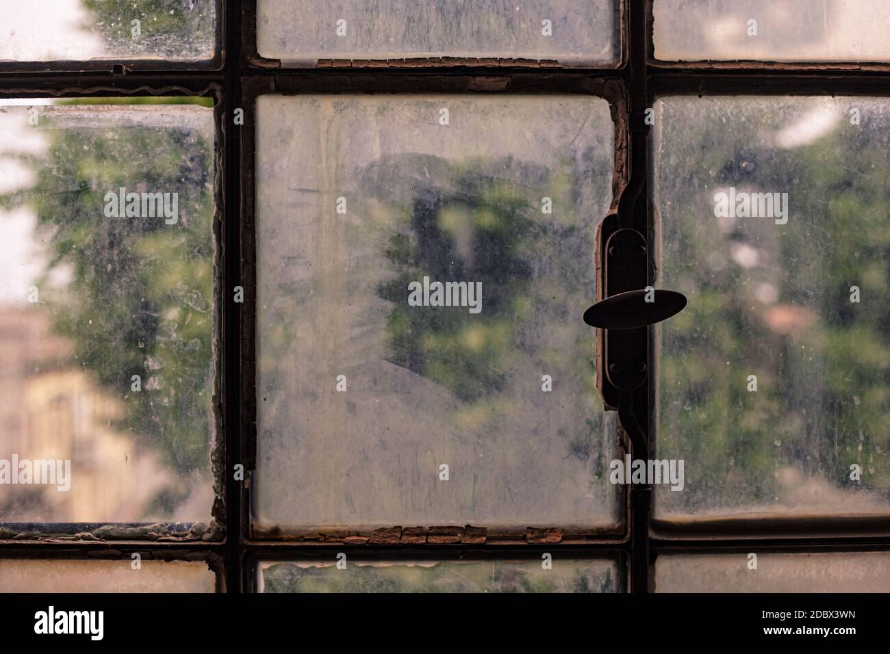 Old, rusty and dirty window detail in an abandoned building Stock Photo ...